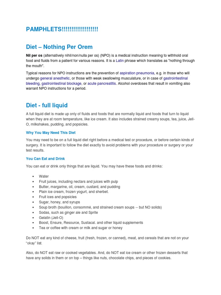 PAMPHLETS!!!!!!!!!!!!!!!!!!! - Nothing Per Orem | PDF | Dietary Fiber ...