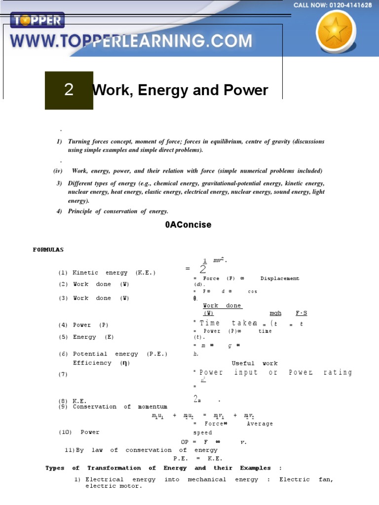 Work, Energy and Power | PDF | Potential Energy | Force