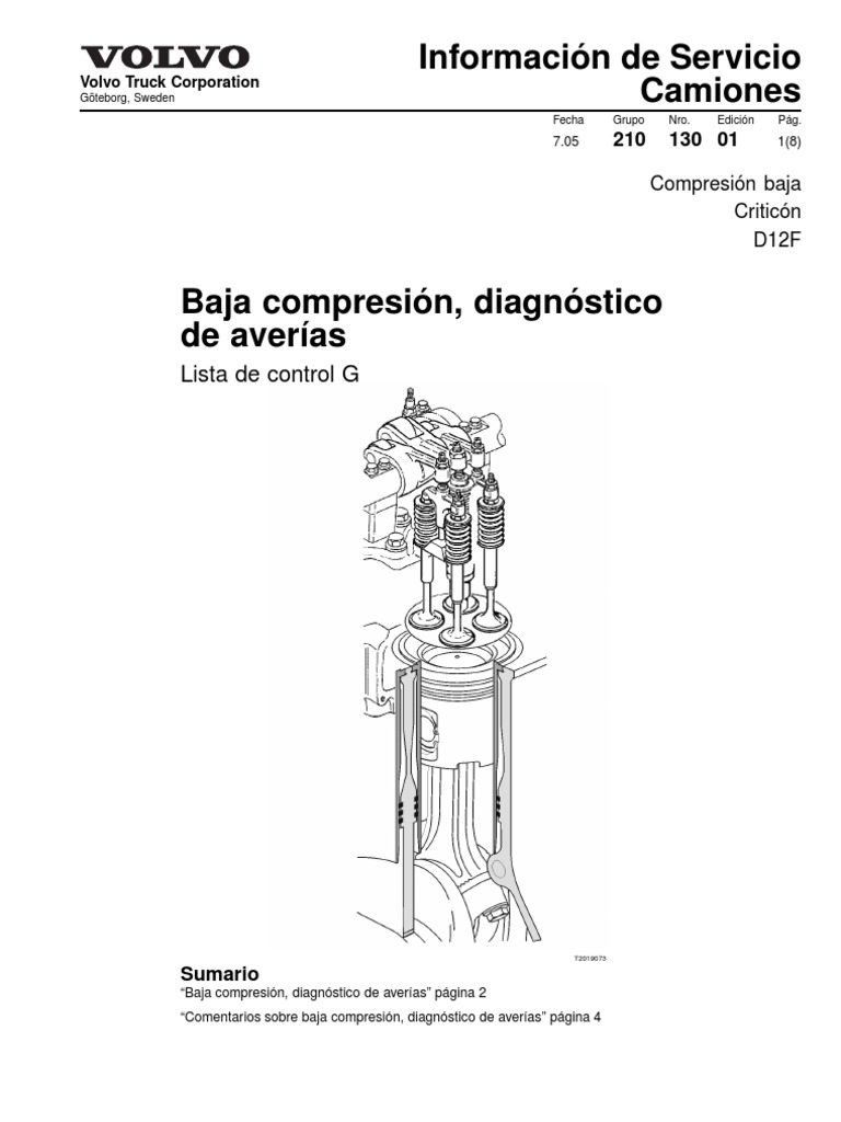 Baja compresión Volvo D12 | PDF | Diagnostico medico | Pistón