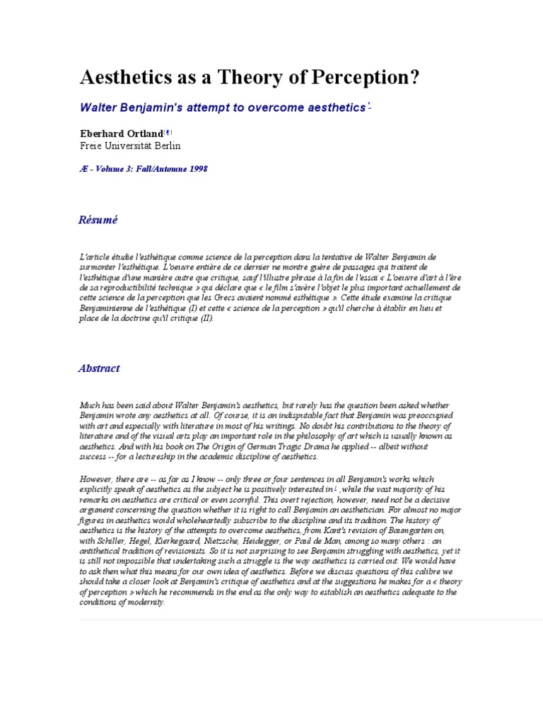Aesthetics As A Theory of Perception | PDF | Aesthetics | Immanuel Kant