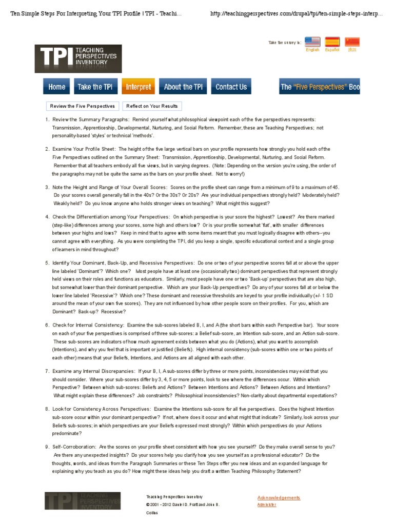 Ten Simple Steps for Interpreting Your TPI Profile | TPI - Teaching ...