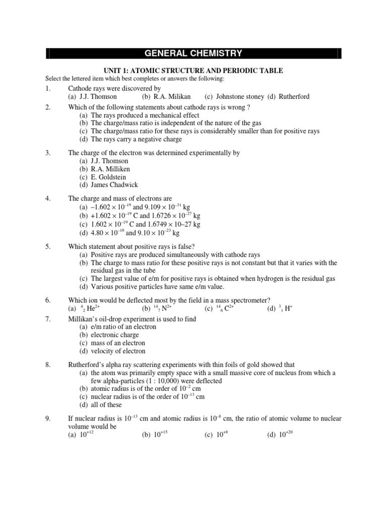 Atomic Structure & Periodic Table Quiz | PDF