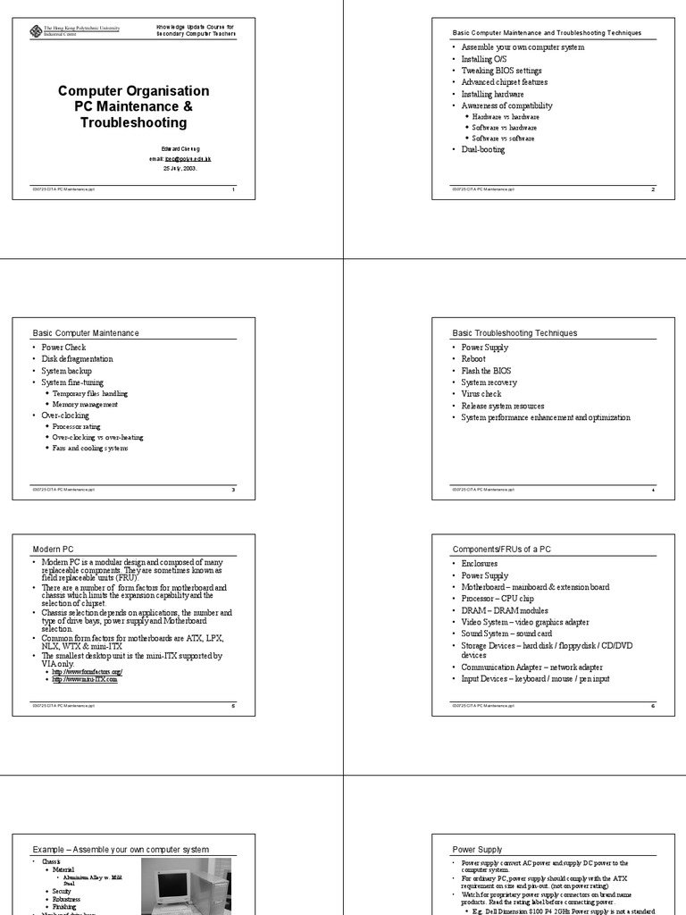 PC Maintenance | PDF | Bios | Cpu Cache