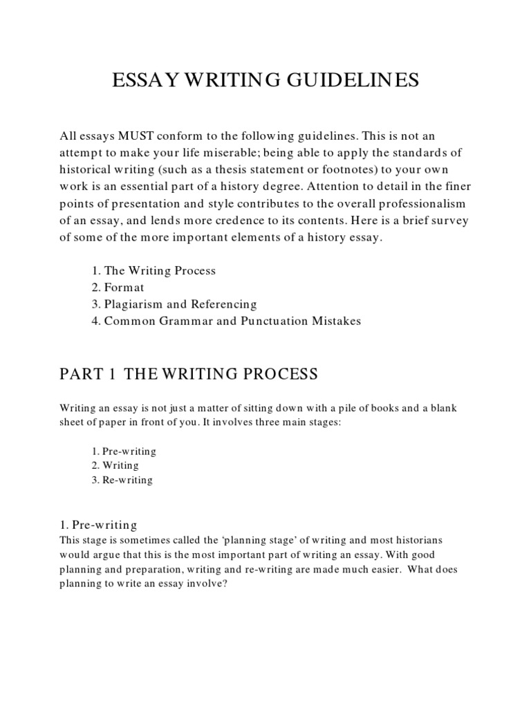 Essay Writing Guidelines: Part 1 The Writing Process | PDF