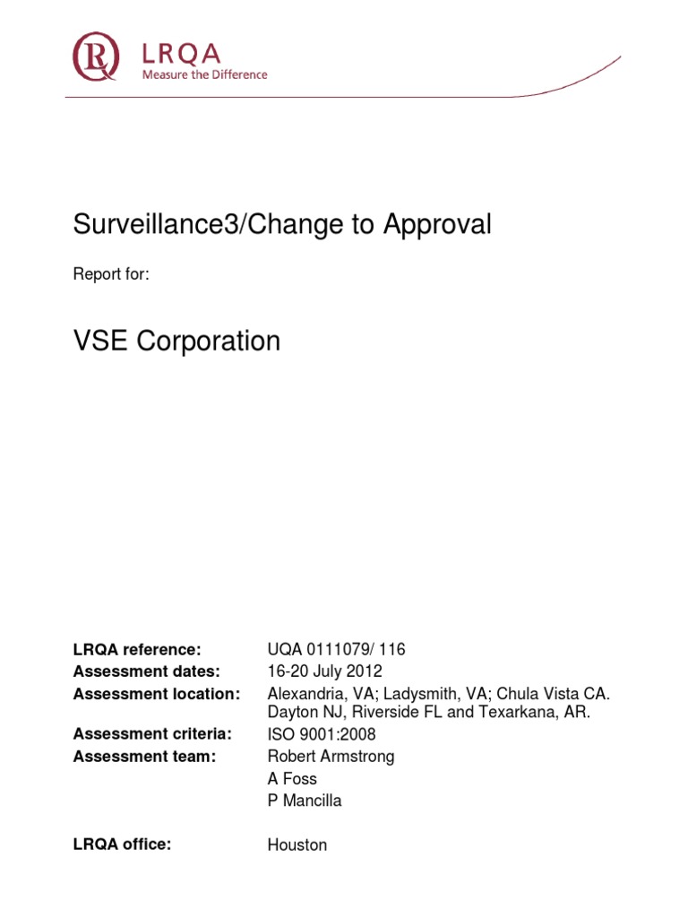 LRQA Audit Report Jul12 | PDF | Audit | Iso 9000