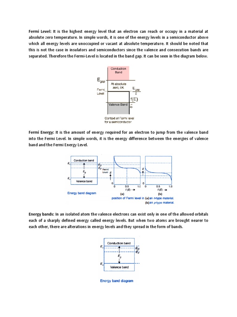 Fermi Level | PDF | Valence And Conduction Bands | Energy Level