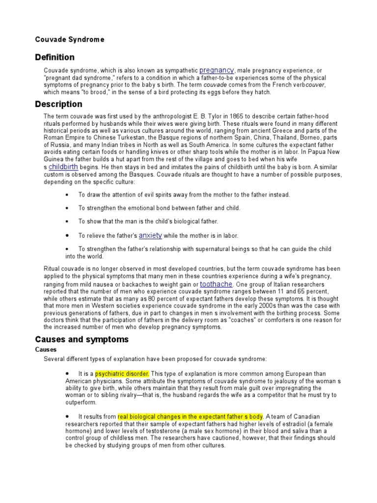 Couvade Syndrome | PDF | Pregnancy | Mental Disorder