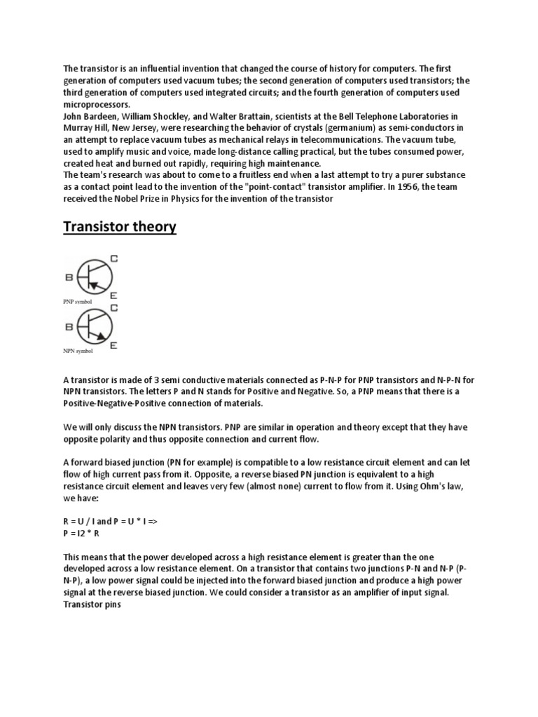 Transistor Theory: PNP Symbol | PDF | Bipolar Junction Transistor ...