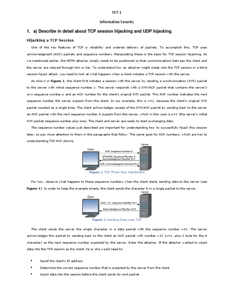 A) Describe in Detail About TCP Session Hijacking and UDP Hijacking | PDF | Transmission Control ...