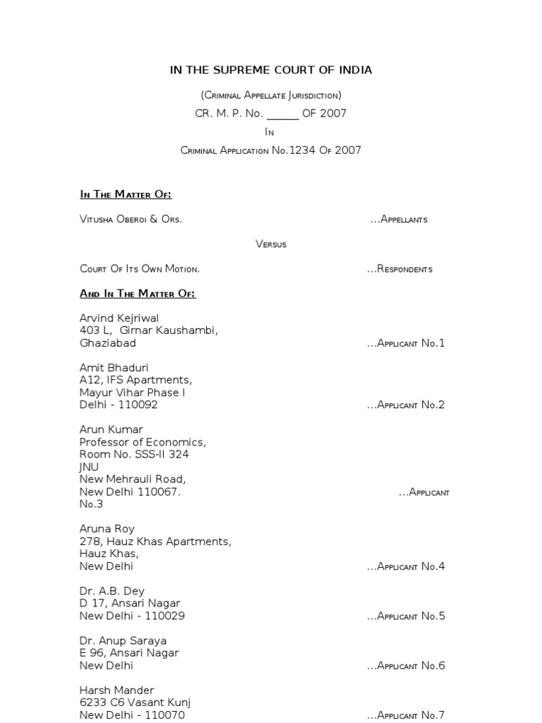 Application Impleadment | PDF | Contempt Of Court | Supreme Courts