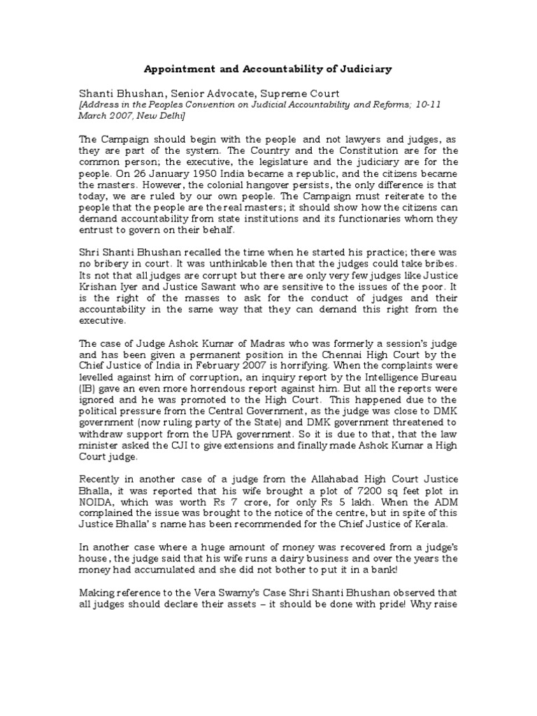 Judicial Accountability in India: A Call to Action | PDF | Judge ...