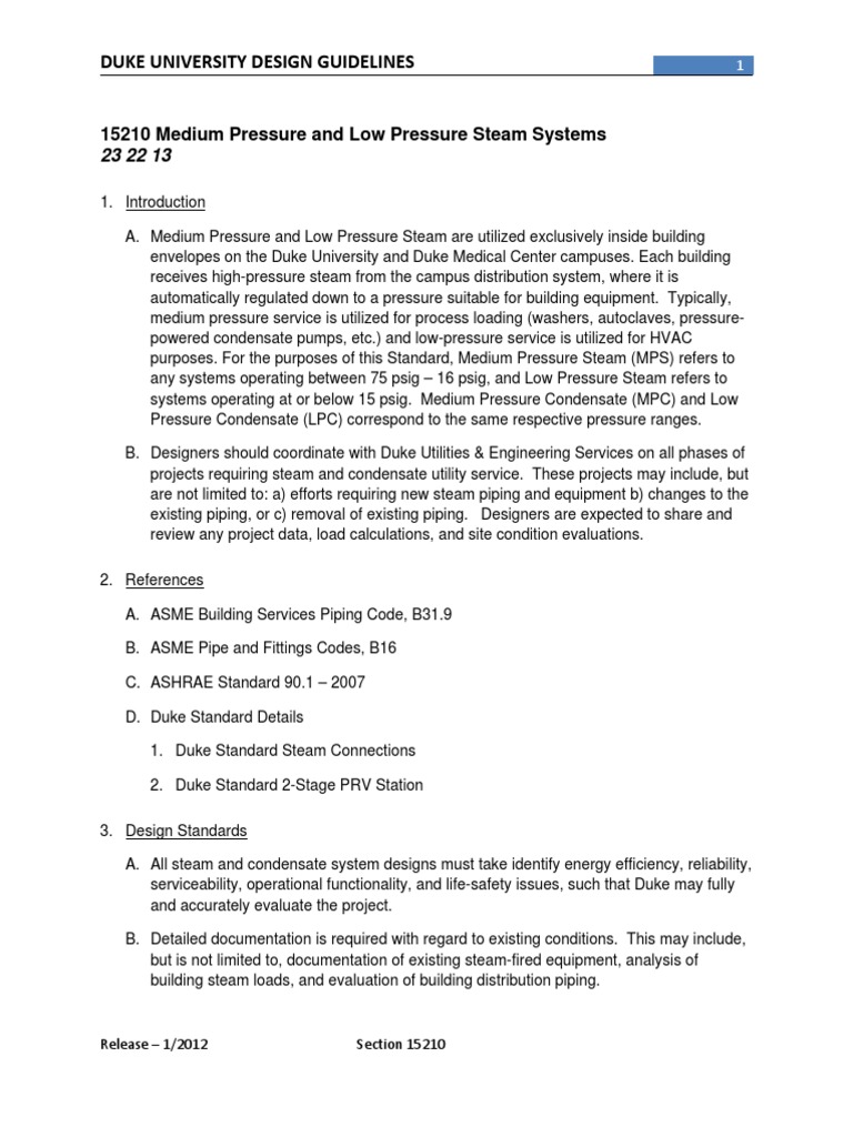 Medium Pressure and Low Pressure Steam Systems1 | PDF | Pipe (Fluid ...