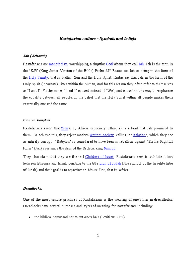 Rastafarian Symbols and Beliefs Explained | PDF | Religious Behaviour ...
