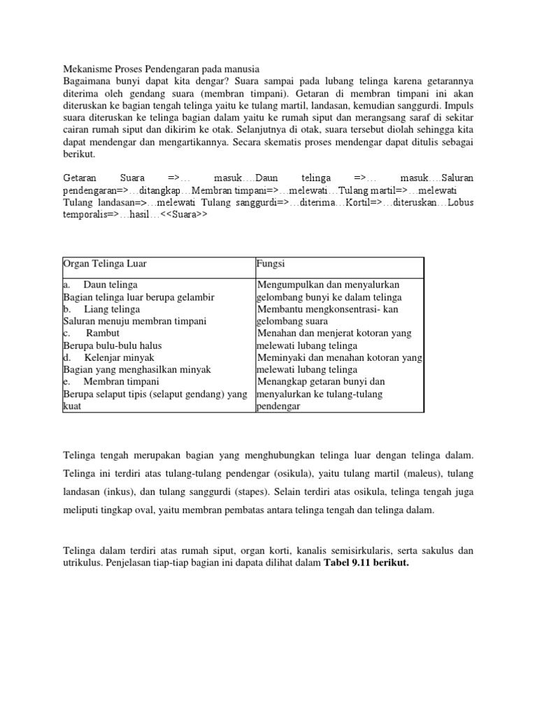 Proses Pendengaran Manusia | PDF | Kesehatan Holistik | Sains & Matematika