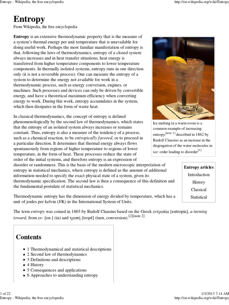 Entropy | PDF | Entropy | Thermodynamics