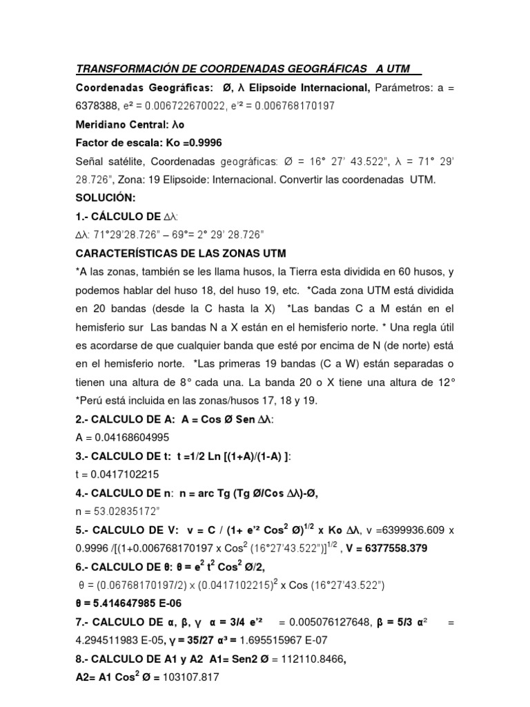 Transformacion de Coordenadas Geograficas A Utm | PDF | Geofísica | Geología