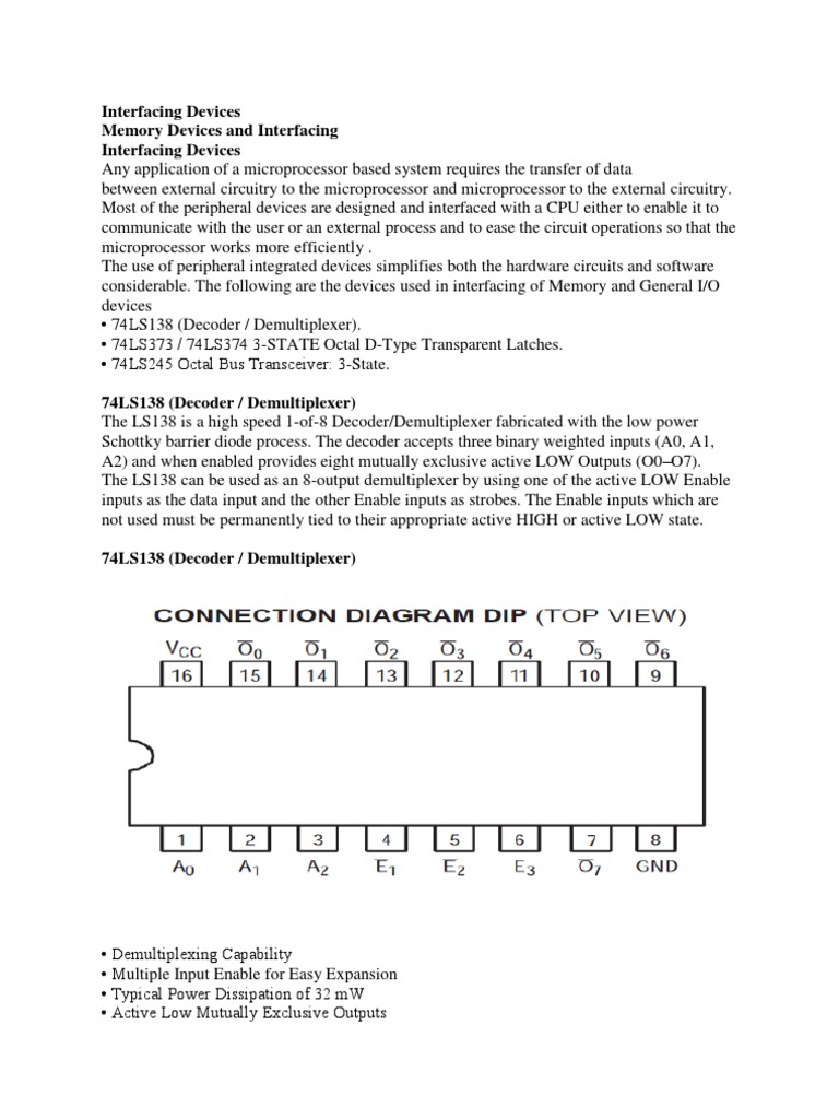 Interfacing Devices Memory Devices and Interfacing Interfacing Devices ...