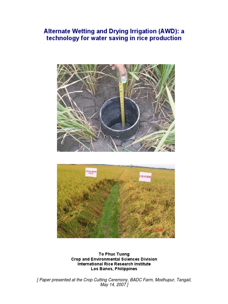 Alternate Wetting and Drying Irrigation (AWD) : A Technology For Water ...