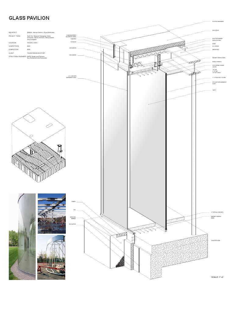 Toledo Glass Pavilion Wall Detail Section | PDF | Wall | Framing ...
