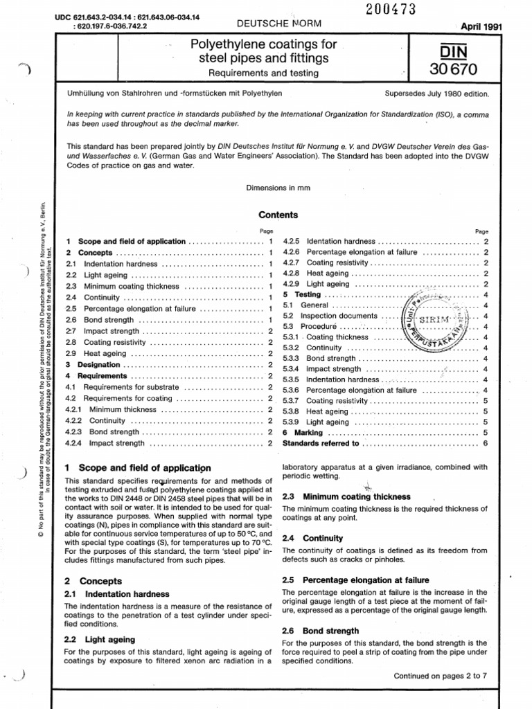 DIN - 30670 Polyethylene Coating | PDF