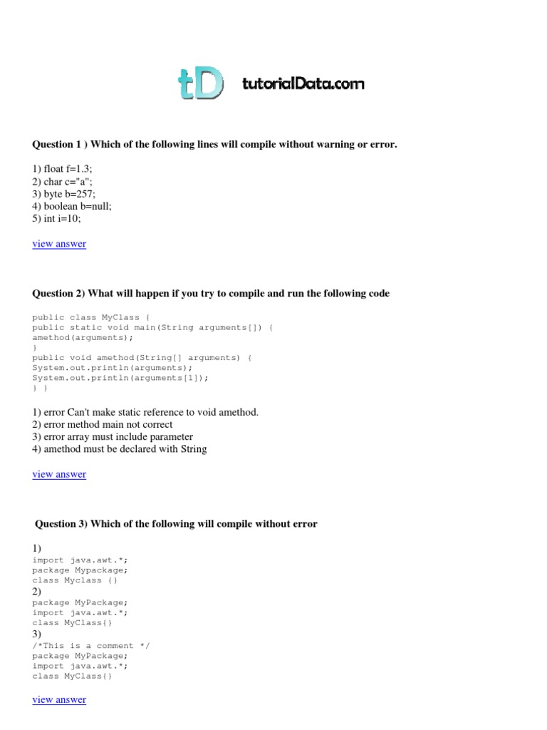 Ocjp Mock Test Pdf Method Computer Programming Java Programming Language 