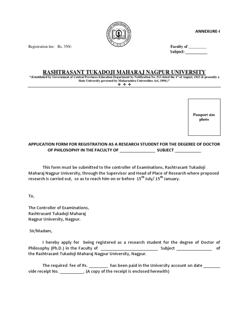 Registration Form PHD | PDF | Doctor Of Philosophy | Government