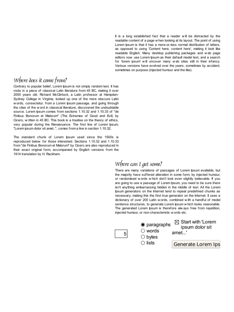 Paragraphs Words Bytes Lists Start With 'Lorem Ipsum Dolor Sit Amet ...