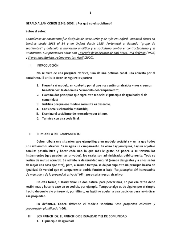 Gerald Allan Cohen | PDF | Igualitarismo | Desigualdad social