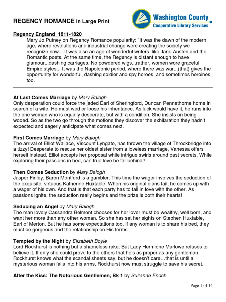 Regency List Novels | PDF | Regency Romance | Romance (Love)