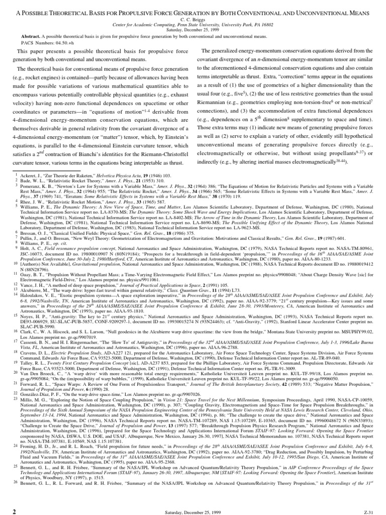 Theoretical Basis For Propulsive Force Generation | PDF | General ...