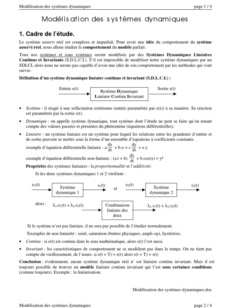 Modélisation Des Systèmes Dynamiques | PDF | Système dynamique | Modèle ...