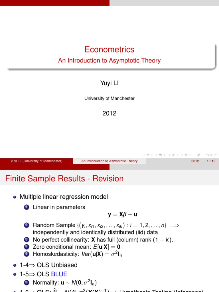 Econometrics Pdf Ordinary Least Squares Estimator
