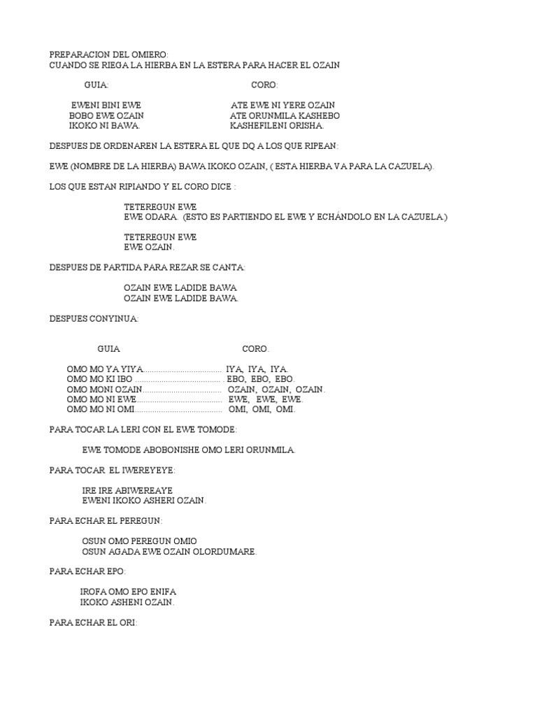 Preparación del Omiero: Guía Completa | PDF | Religión étnica ...