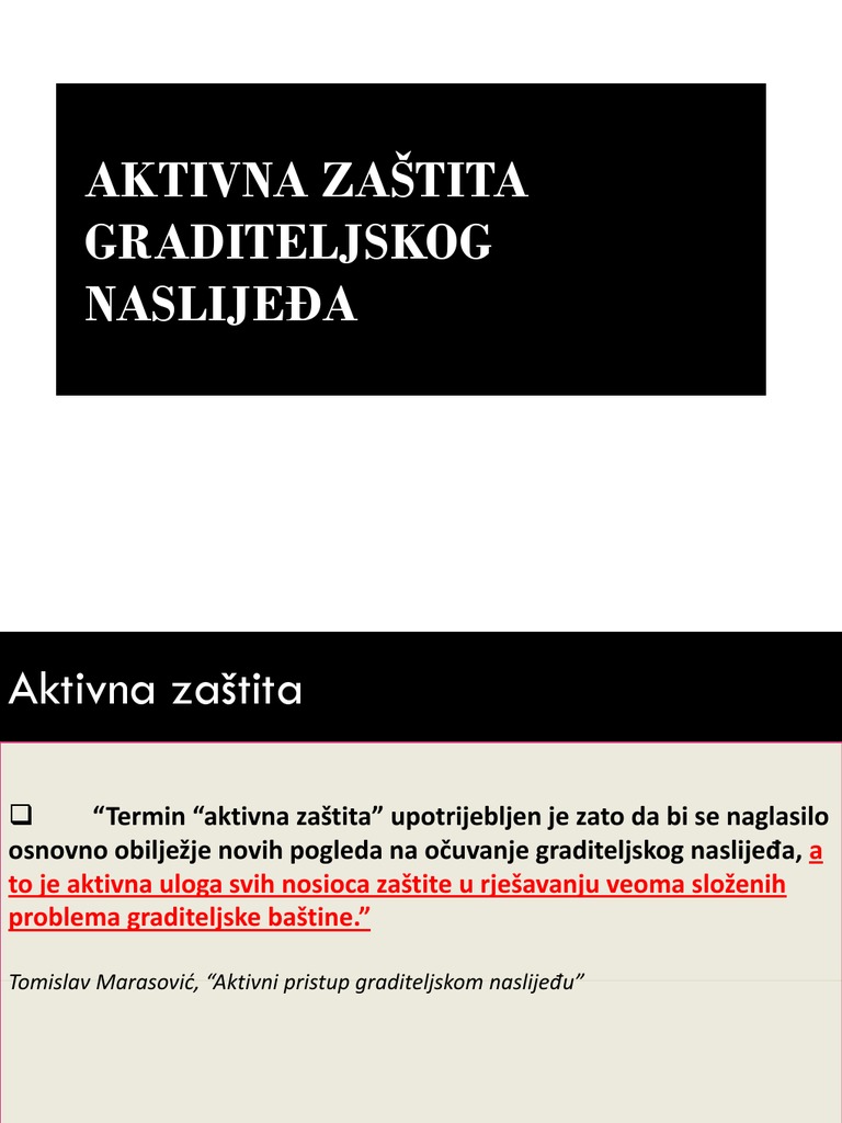 4 Aktivna Zastita Graditeljskog Naslijedja | PDF