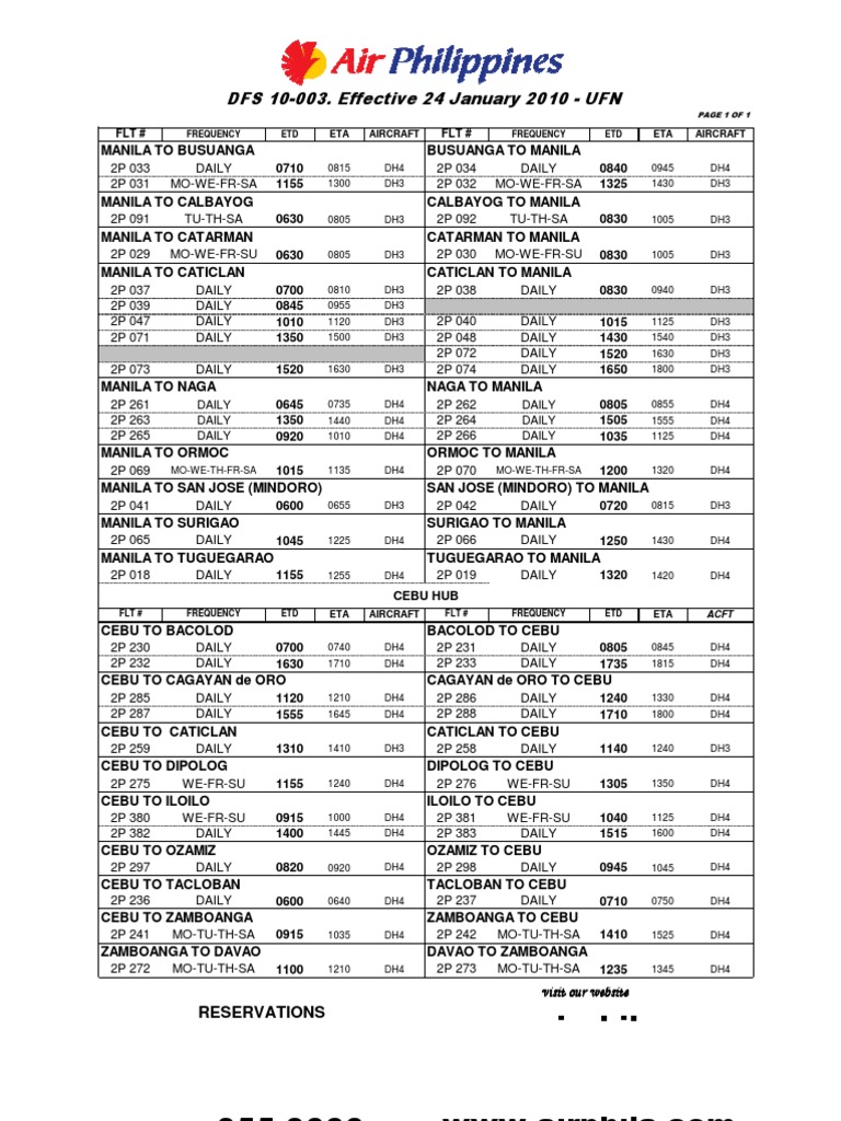Air Philippines Schedule | PDF