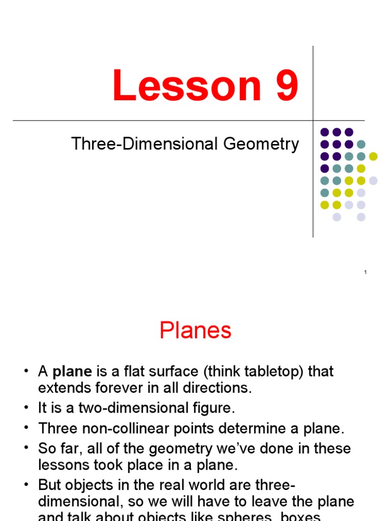 Lesson 9: Three-Dimensional Geometry | PDF | Area | Volume