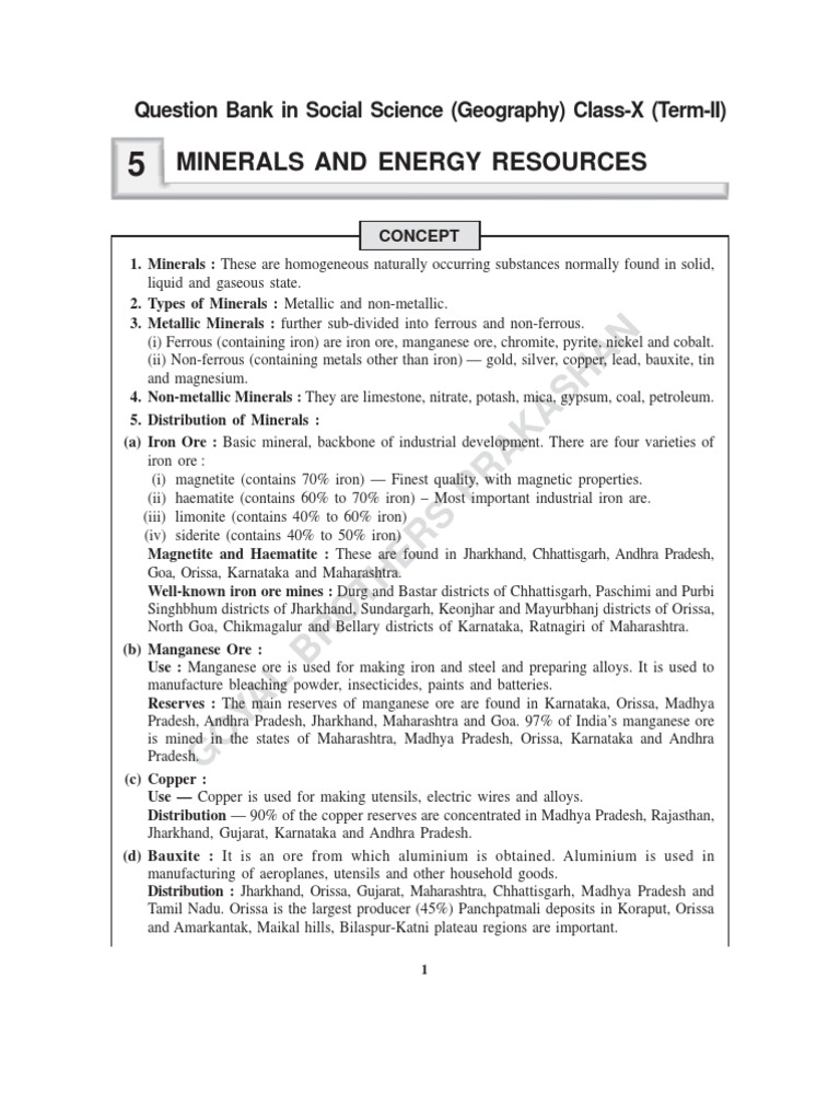 Minerals and Energy Resources Overview | PDF | Iron Ore | Rock (Geology)
