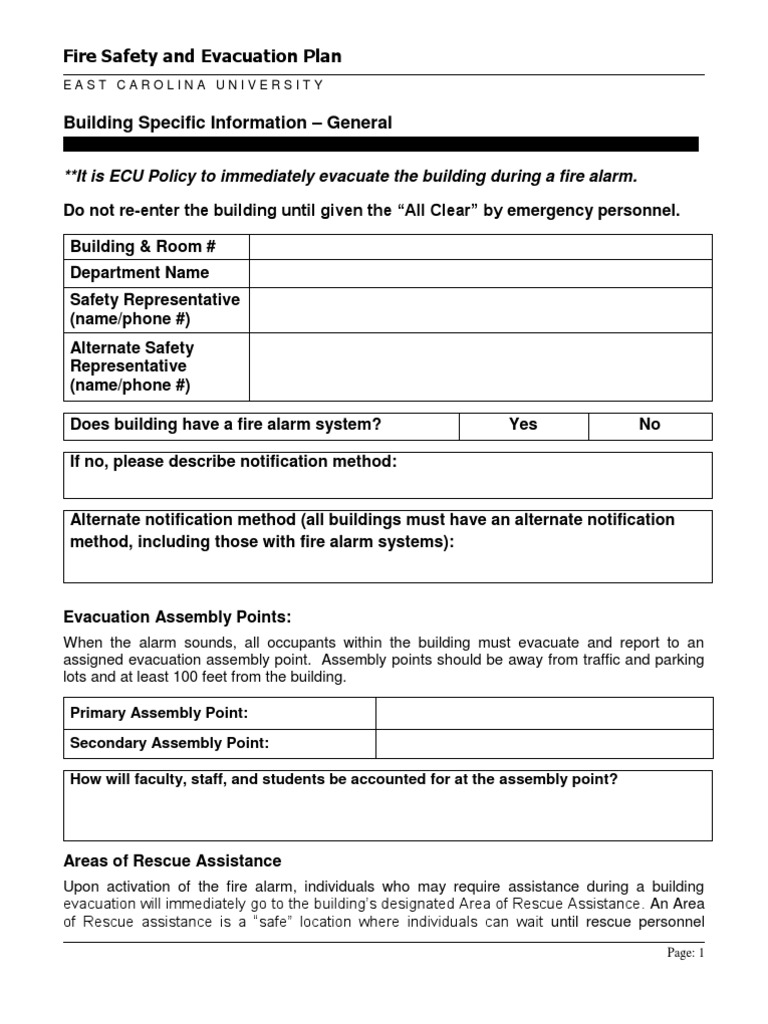 ECU Template General. | PDF | Emergency Evacuation | Fire Safety