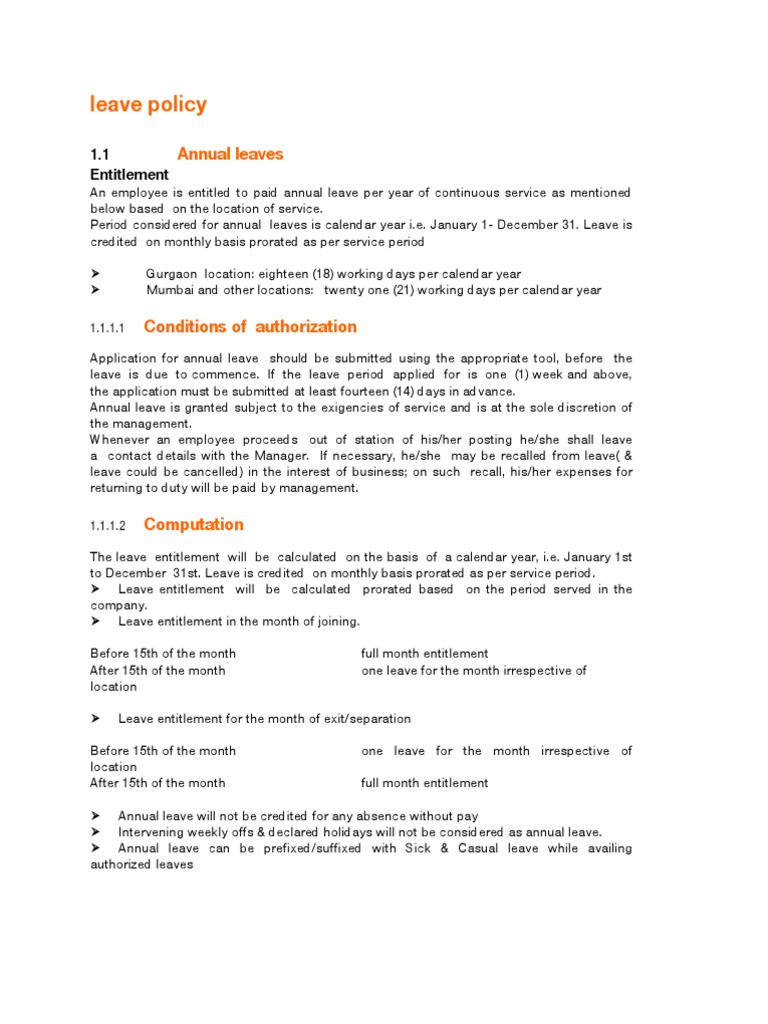 Leave Policy | Sick Leave | Parental Leave
