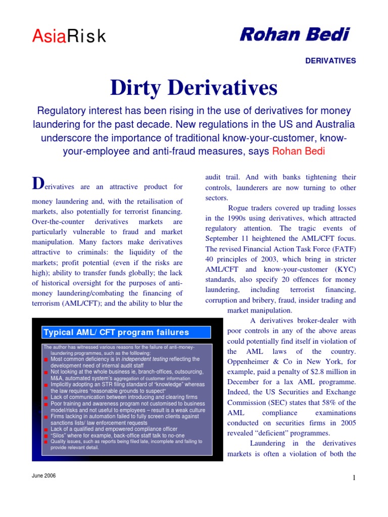 Dirty Derivatives | PDF | Money Laundering | Derivative (Finance)