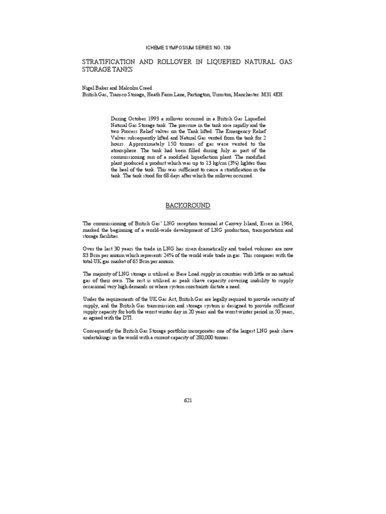 Stratification and Rollover in LNG Tanks | PDF | Liquefied Natural Gas ...