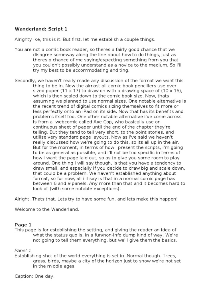 Wanderland: Script 1: Panel 1 | Download Free PDF | Comic Book | Books