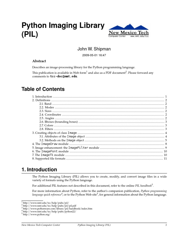 PythonImageLibrary Pil | PDF | File Format | Rgb Color Model