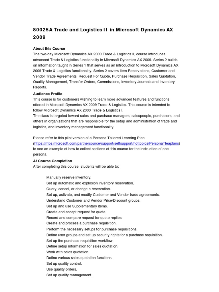 Microsoft Dynamics Ax 2009 | PDF | Inventory | Sales