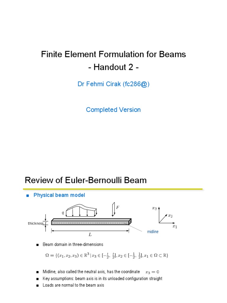 Finite Element Formulation For Beams | PDF