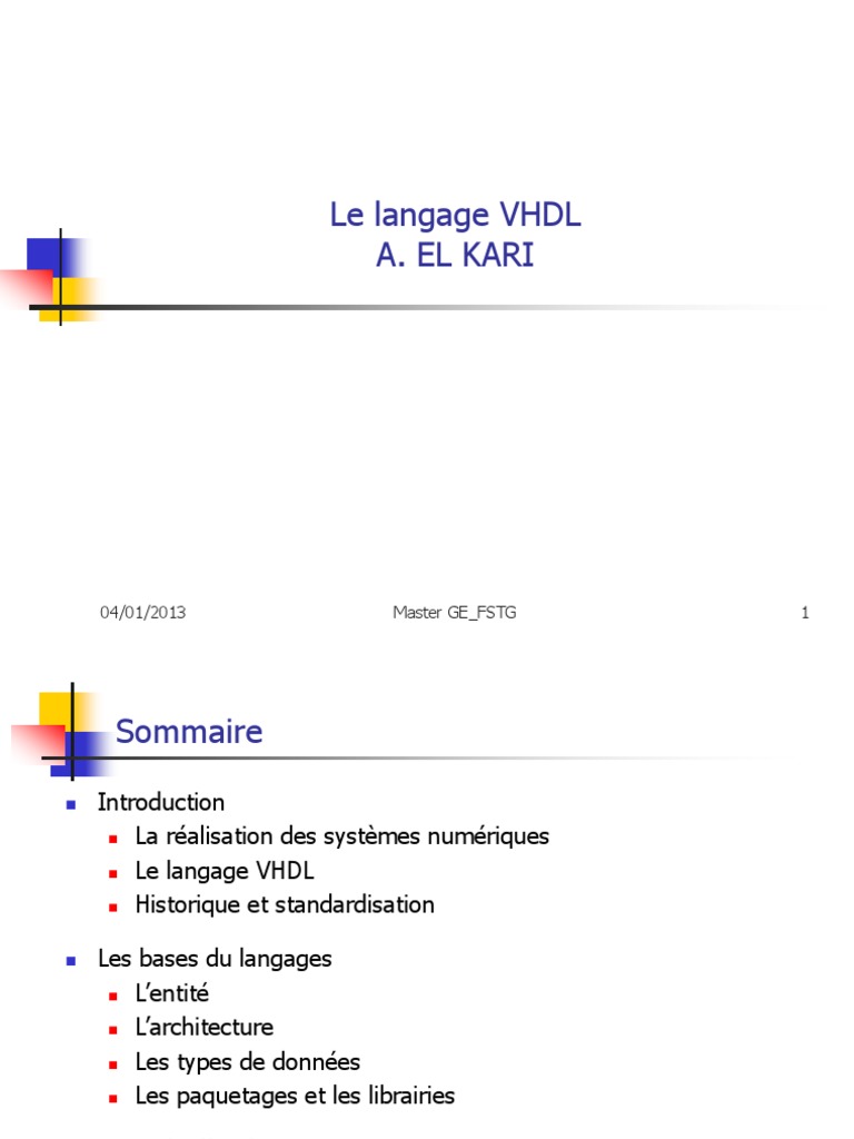 Le Langage VHDL | PDF | VHDL | Circuit logique programmable