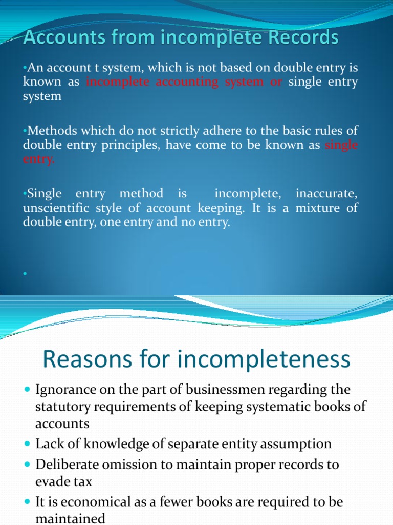 Accounts From Incomplete Records | PDF | Debits And Credits | Bookkeeping