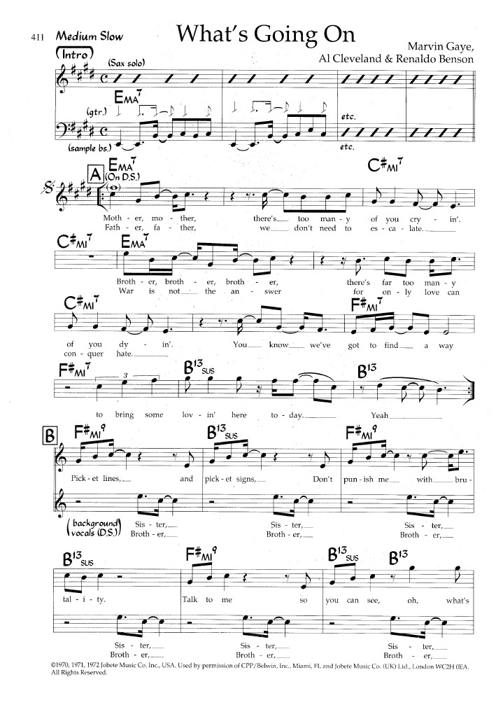 What's Going On. Lead Sheet | PDF | Language Arts & Discipline ...