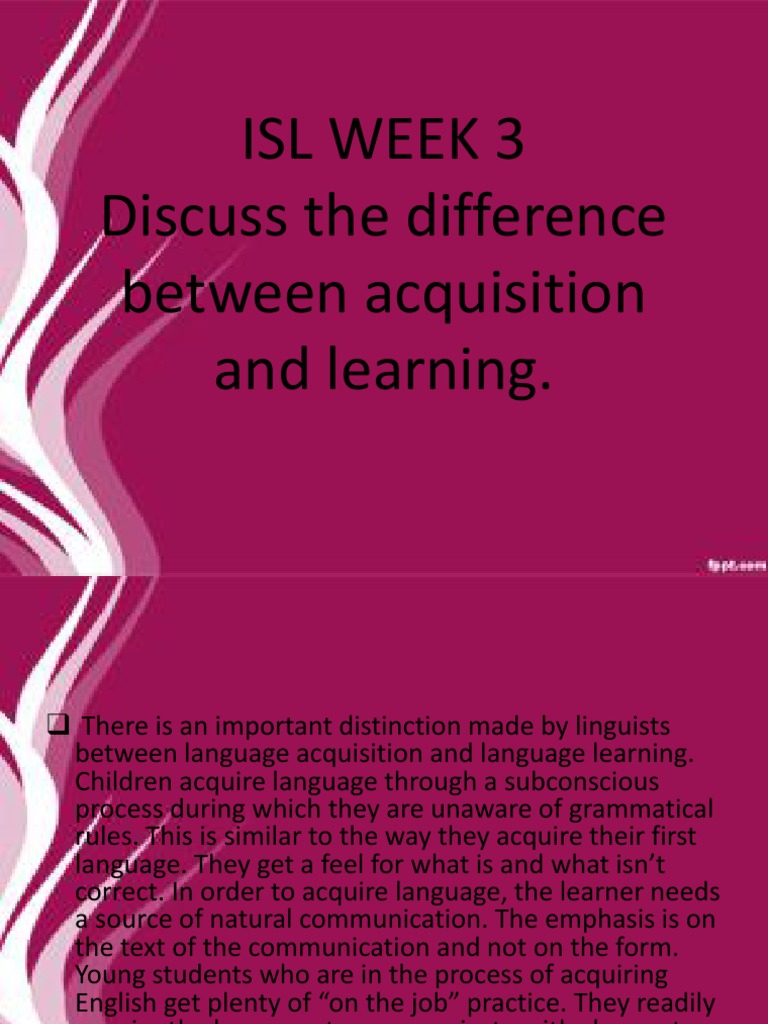 Acquisition Vs Learning | PDF