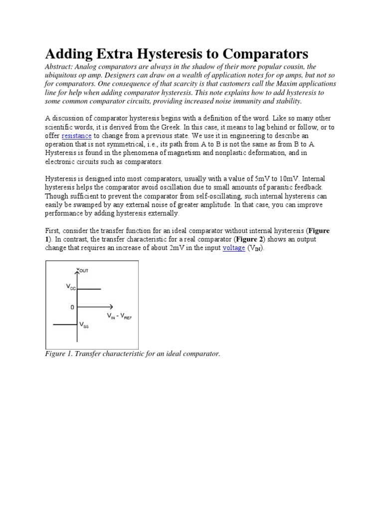 Hysteresis To Comparators | PDF | Operational Amplifier | Electrical ...